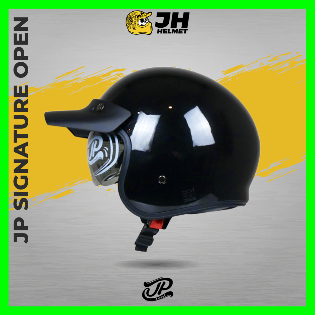 Jual Helm JP Signature Open SO Solid Black Glossy I Helm Retro I Helm ...