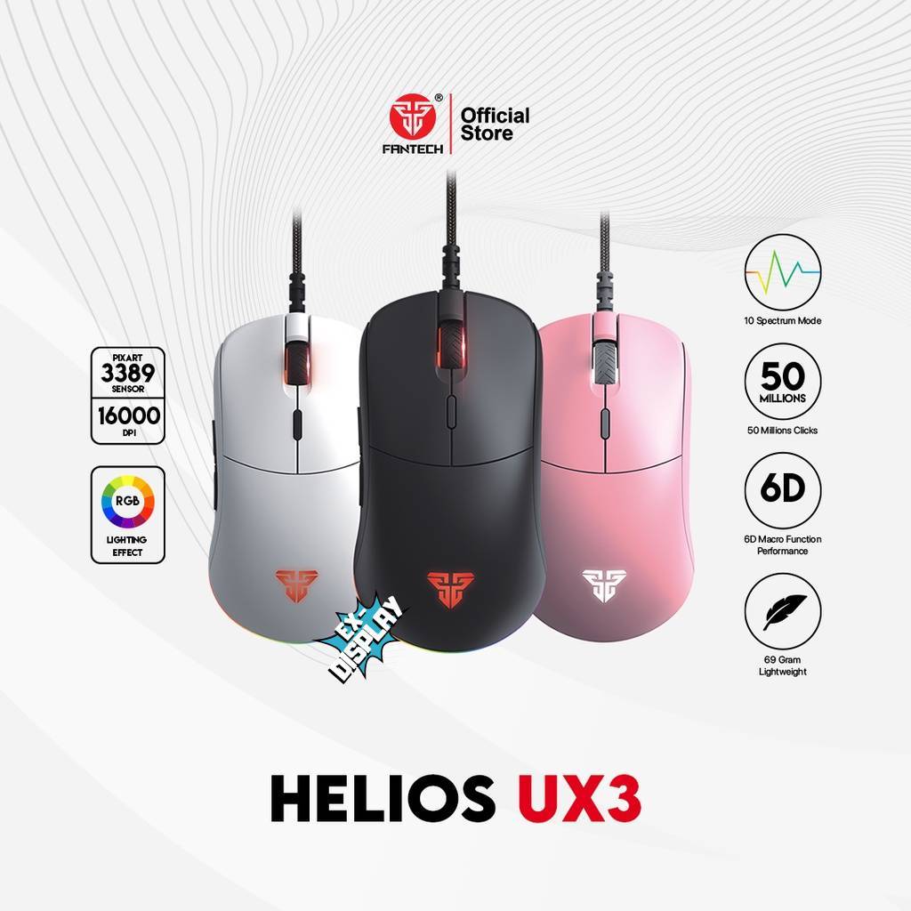 Jual Fantech HELIOS UX3 Mouse Gaming RGB Pixart 3389 ExDisplay | Shopee ...