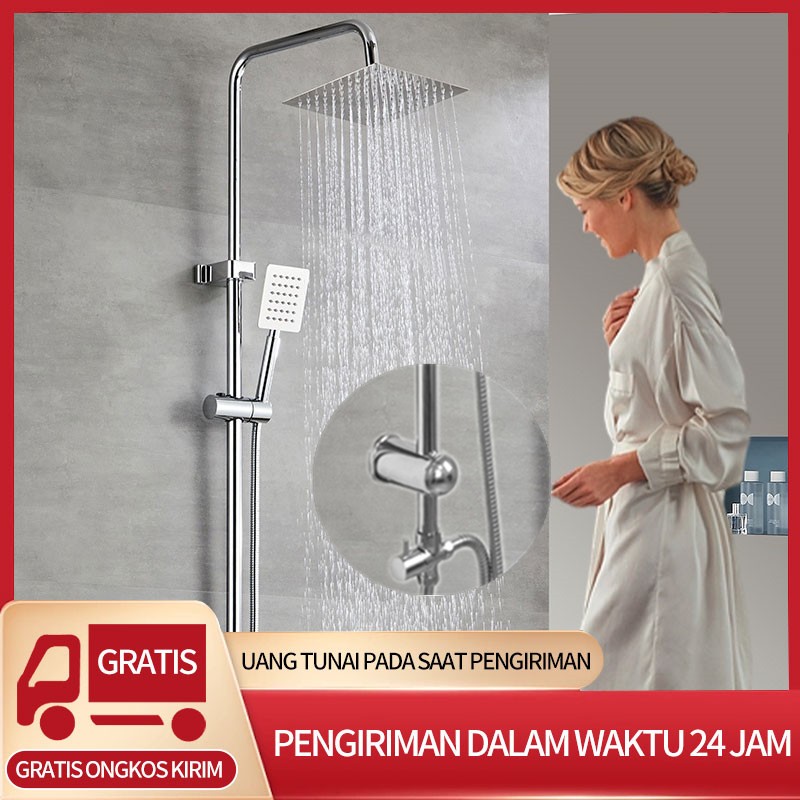 Jual SUS304 Shower Set Stainless Kamar Mandi Persegi Rain Wall Mounted ...