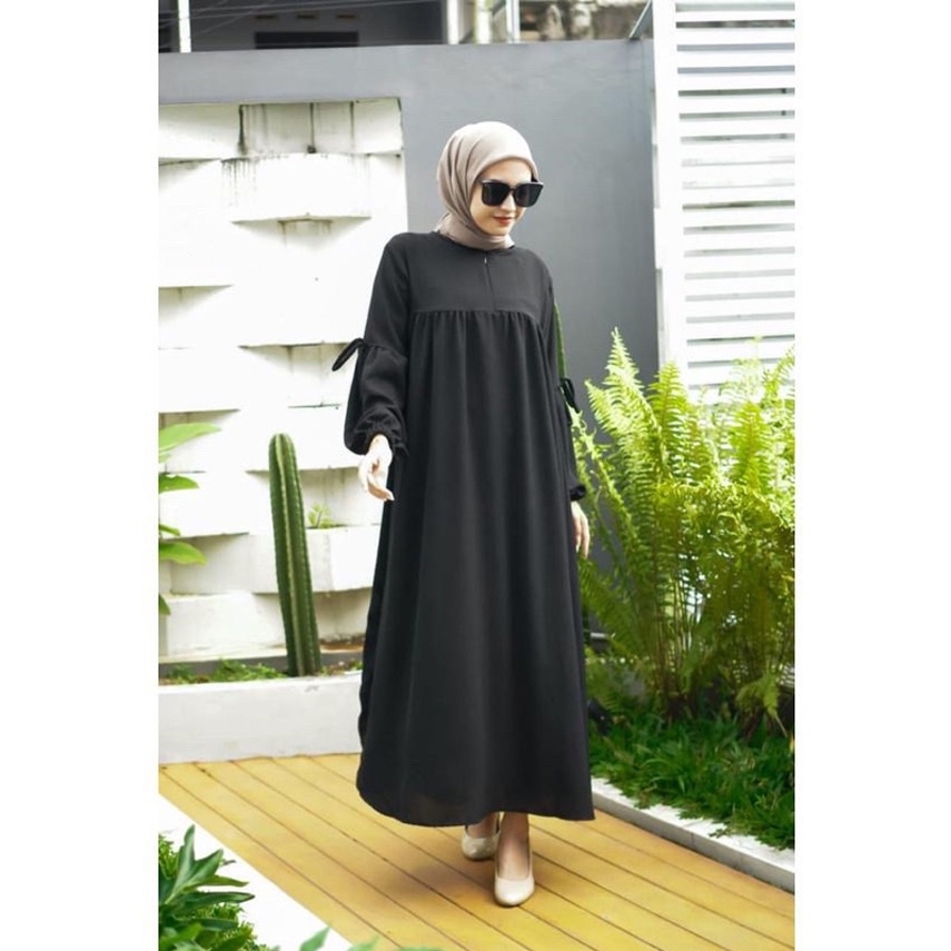 Jual Model Gamis Terbaru 2024 Hitam Polos Simpel Modern Remaja Dress ...