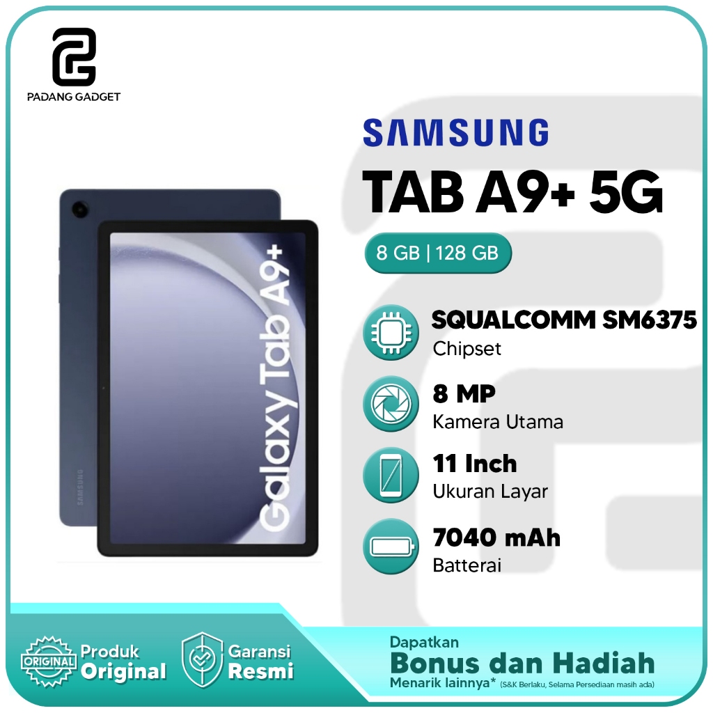 Jual Samsung Galaxy Tab A9+ 5G Ram 8/128GB Tablet Original Garansi Resmi 1 Tahun | Shopee Indonesia