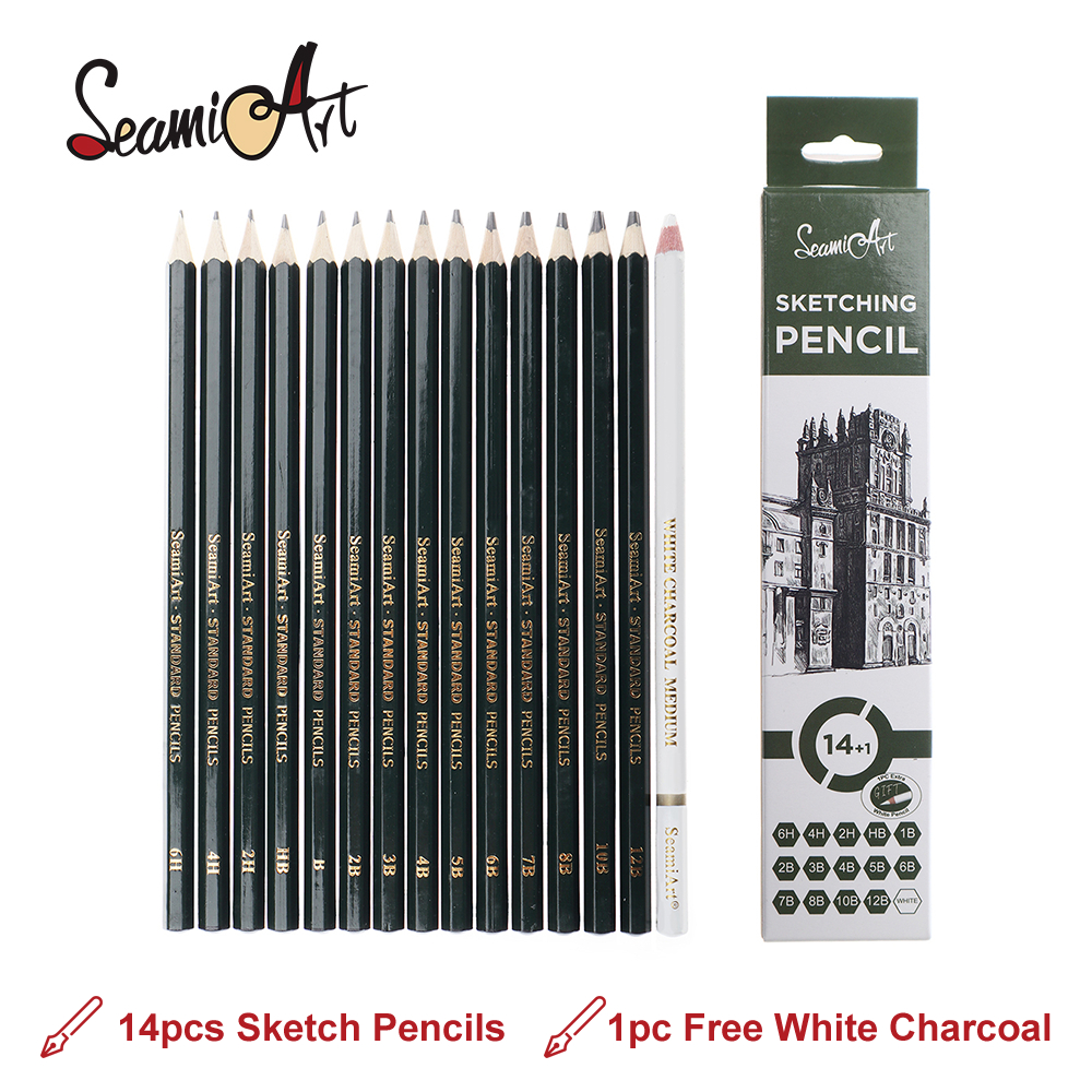 Jual SeamiArt 15pcs Sketch Pencil set Pensil sketsa Free White Charcoal Pencil 6H 4H 2H HB B 2B ...
