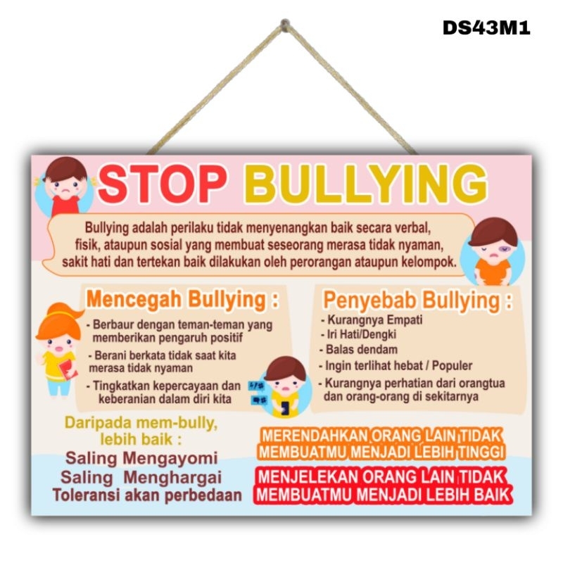Jual Hiasan dinding Poster STOP BULLYING Gantungan dinding edukasi sekolah anak pajangan dinding ...