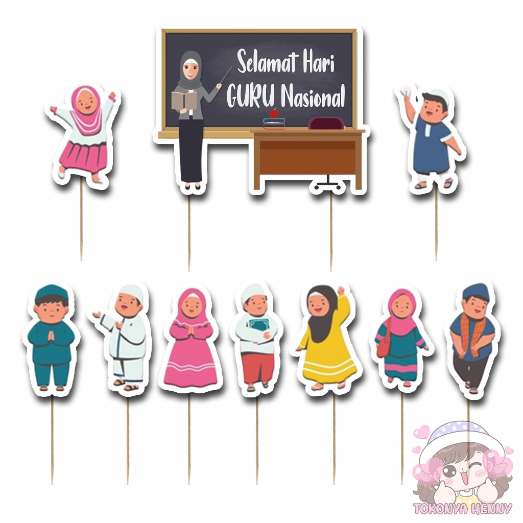 Jual Topper Cake Hiasan Kue Ulang Tahun motif karakter HARI GURU MUSLIM ...