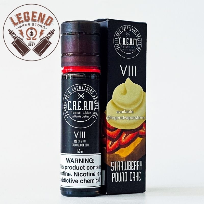 Jual FREEBASE - LIQUID CREAM VIII Strawberry Poundcake 60ML 3MG 6MG 9MG ...