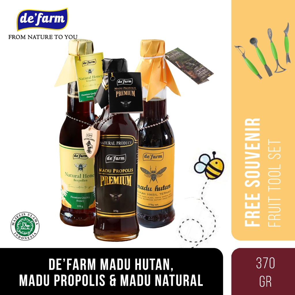 Jual De'farm Paket Trio Madu Hutan - Madu Propolis - Natural Honey ...