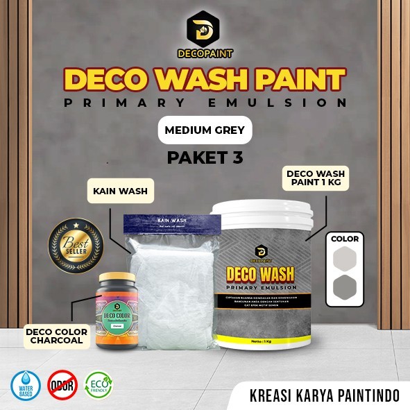 Jual Cat Tembok Dekoratif Isi 3 Barang - Deco Wash Primary Emulsion ...