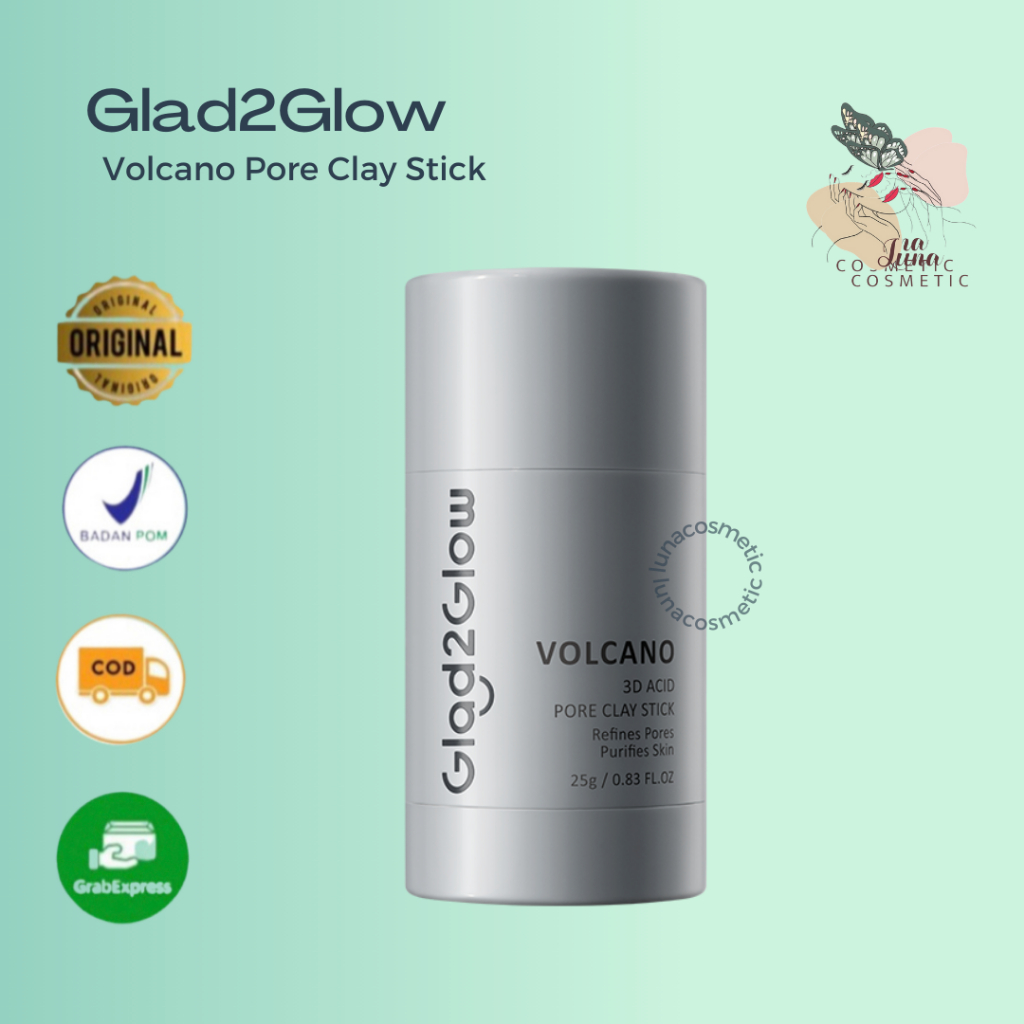 Jual Glad2Glow Volcano Clay Mask Masker Wajah Face Cleansing Stick 30gr | Shopee Indonesia