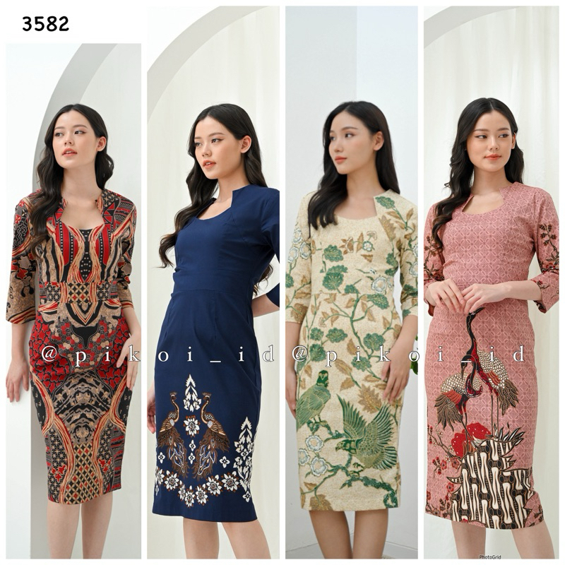 Jual Dress span batik wanita modern / dress lurus bodycon batik / midi ...