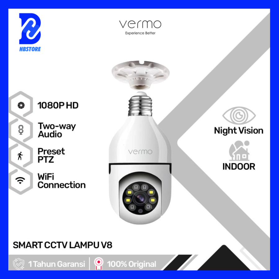 Jual Vermo CCTV Lampu V8 1080P CCTV WIFI V380 Kamera CCTV E27 Interface ...