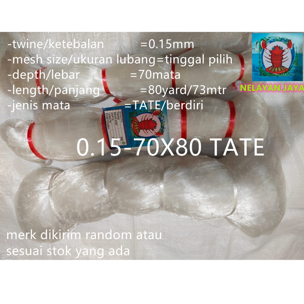 Jual Jaring senar jaring burung atau jaring ikan 015 70/80 TATE ukuran ...