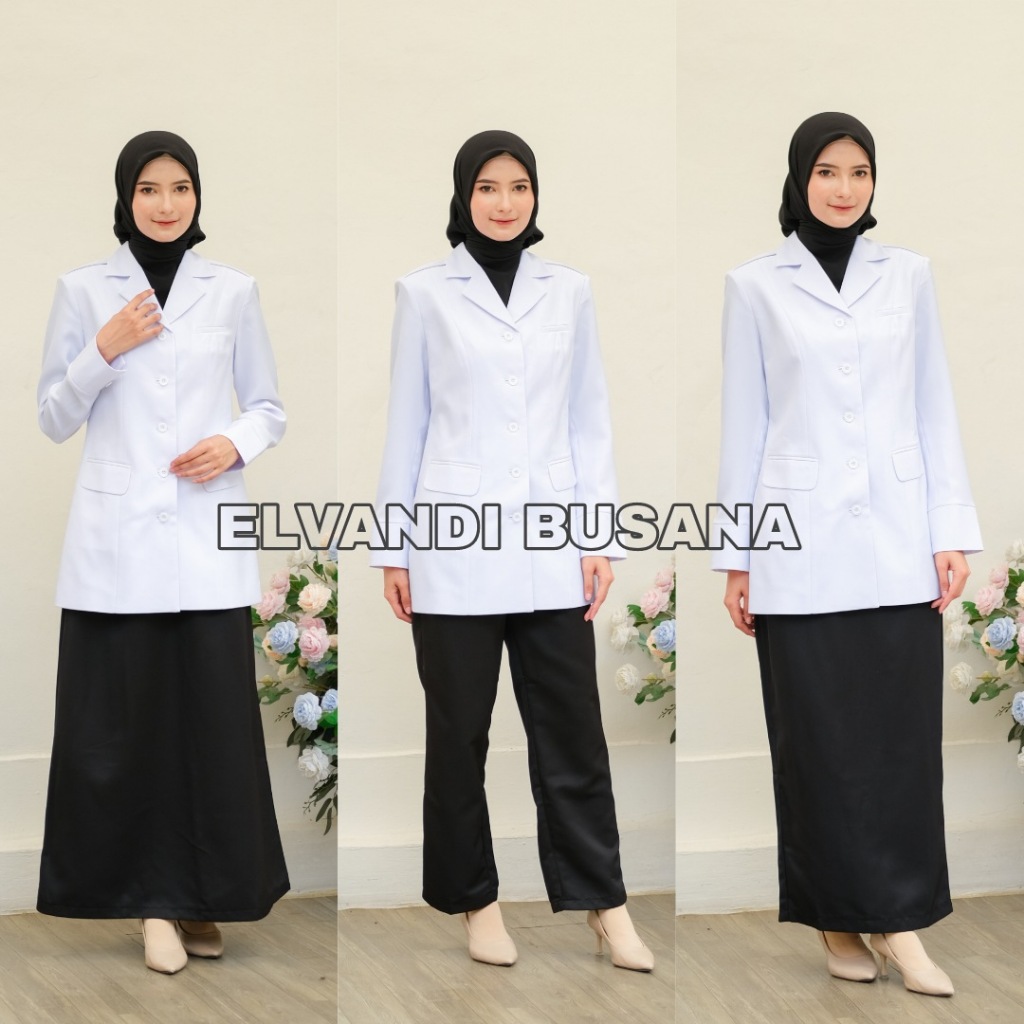 Jual Blazer Wanita Baju Kerja Kantor Seragam Dinas PDH PNS Pemda Guru ASN Wanita kode 7009 Putih ...
