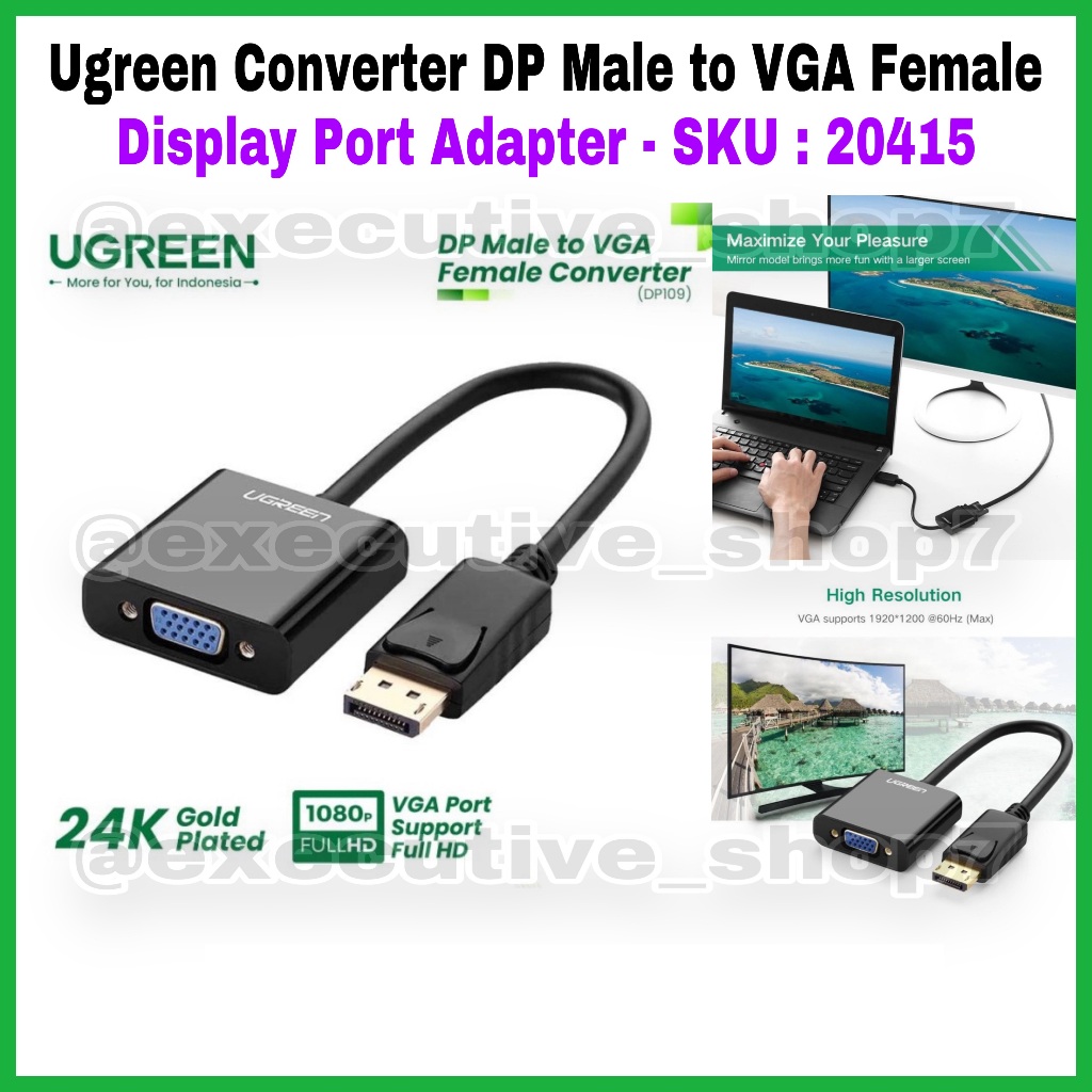 Jual Ugreen Converter DP Male to VGA Female - Display Port Adapter ...