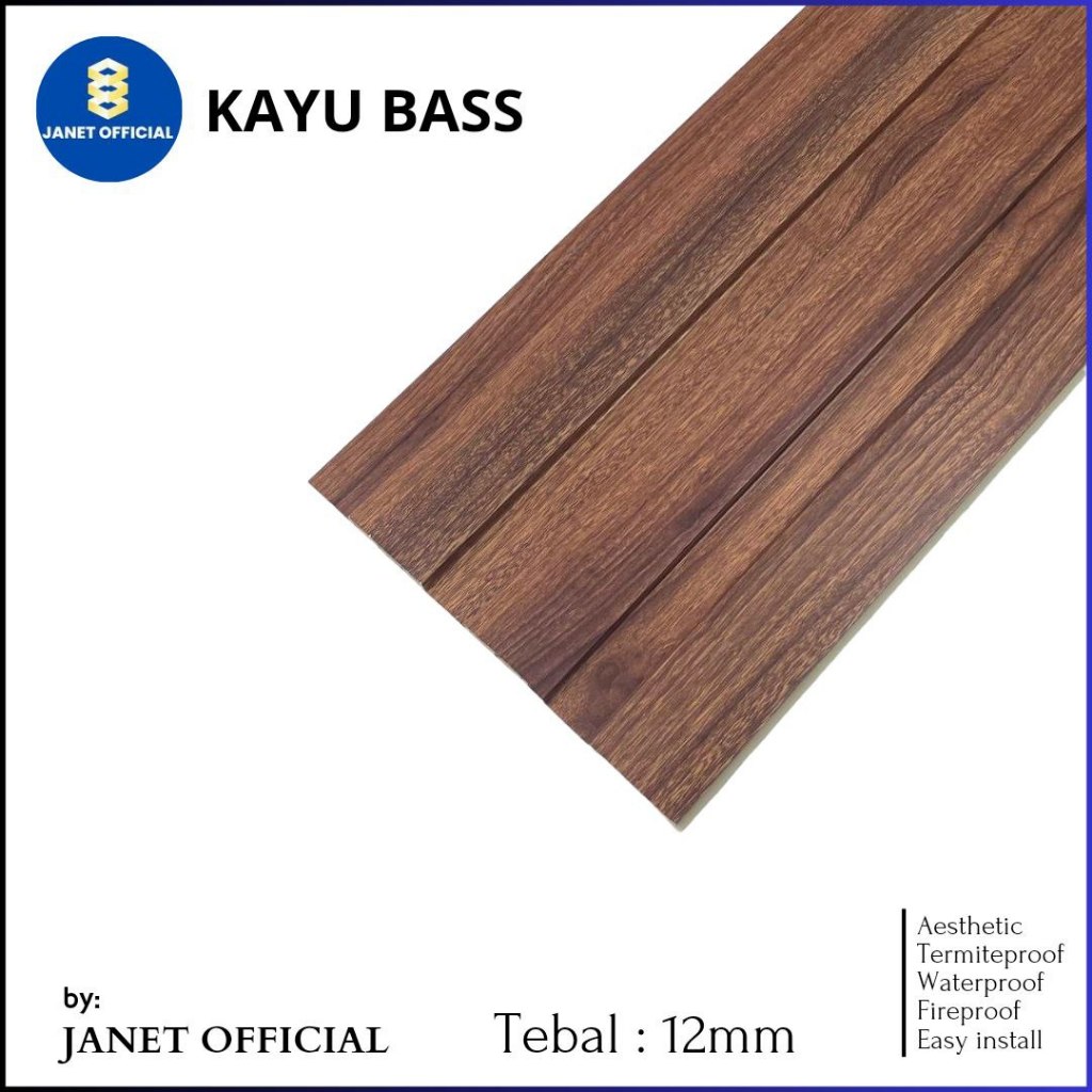 Jual WPC Wall Panel WARNA KAYU BASS 3 meter 300cm X 20cm X 1.2cm | pvc Wallpanel Wood Panel ...