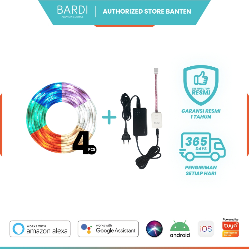 Jual BARDI Smart Bundling 4 LED Strip 5050 RGB WW & 1 Adaptor 4A 10M 10 ...
