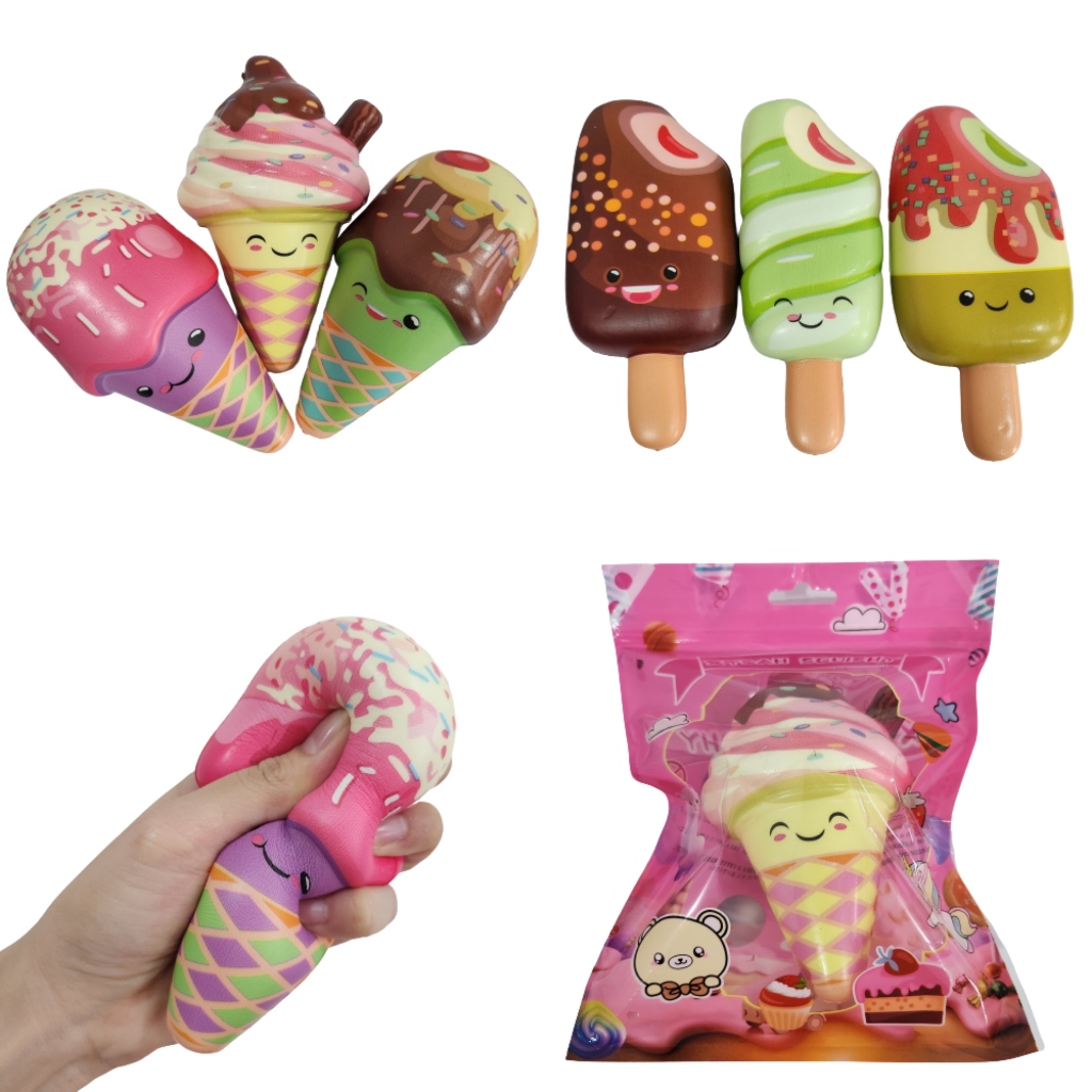 Jual Squishy Cherry Ice Cream Slow Rising Stripes Cone Series By Kawaii ...