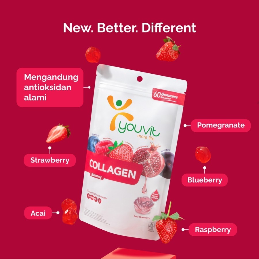Jual YOUVIT Multivitamin Gummy Collagen 30 Days isi 60 Gummy | Shopee ...