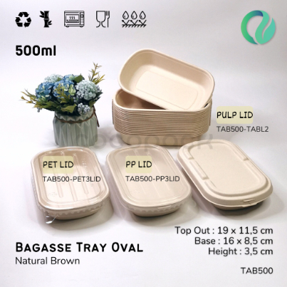 Jual Bagasse Oval 500ml Natural Brown Tutup PET/PP 10 PCS | Shopee Indonesia