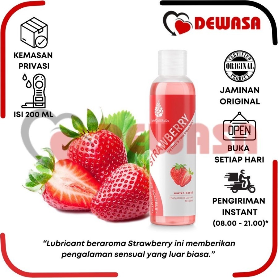 Jual LovCae Lubricant Water Based Strawberry - 200 mL | Shopee Indonesia