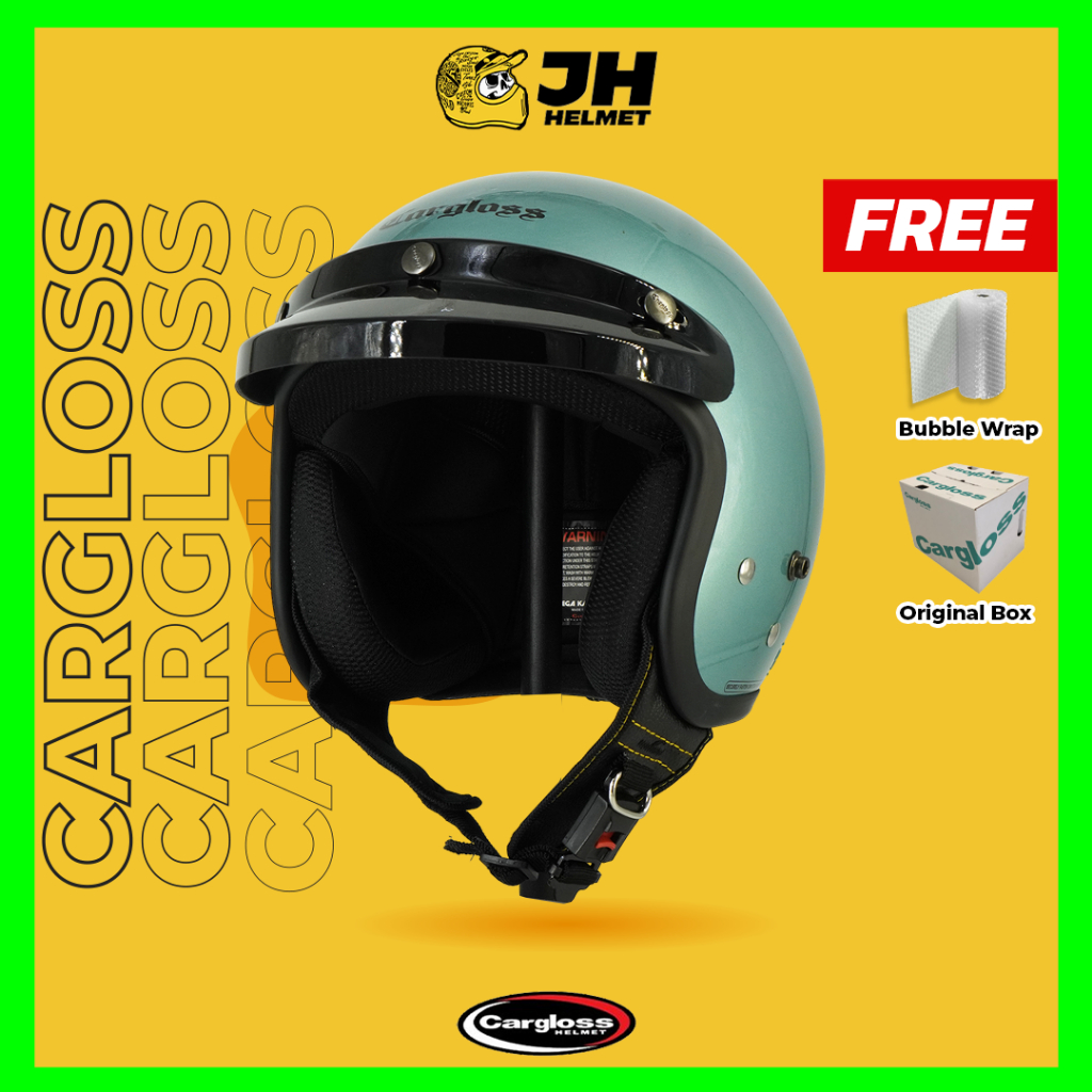 Jual Helm Cargloss Retro Original CFM Solid JZ Green Glossy | Helm Half ...