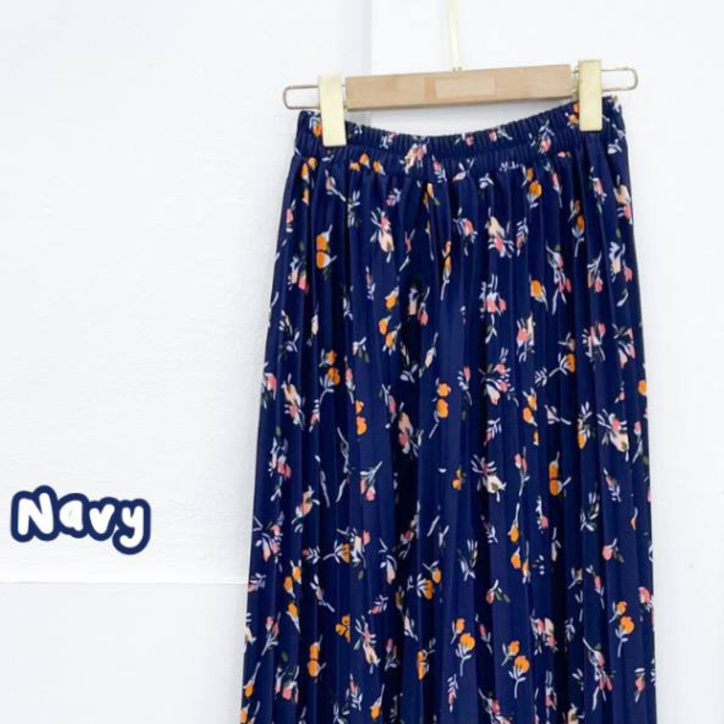 Jual Rok Motif Korean Look - Rok Plisket Motif Premium Tebal - Pleated ...