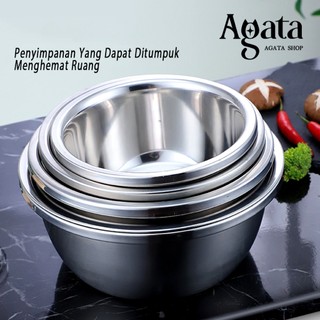 Jual Baskom Set 5 PCS Stainless Steel Tebal Dapur Wadah Cuci Beras Buah ...