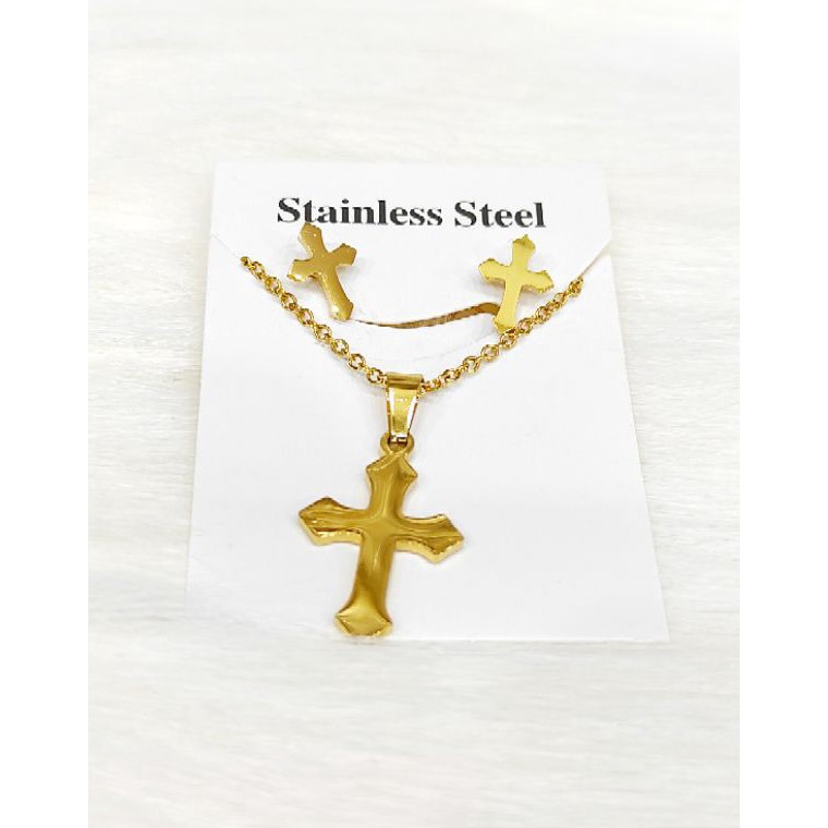 Jual Mau? Kalung Set Salib Warna Emas Bahan Titanium | Shopee Indonesia