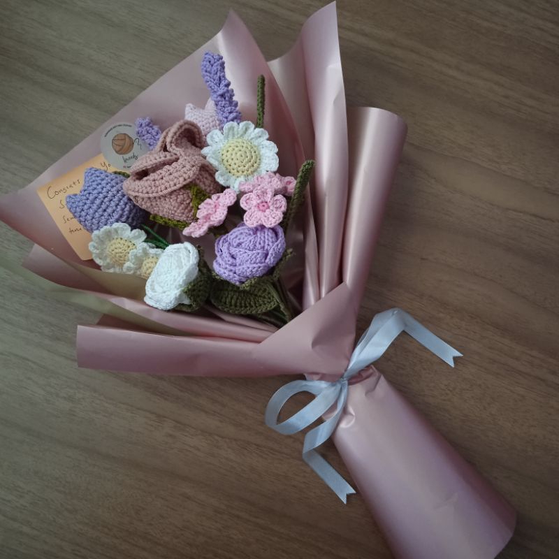Jual [ KNEEDS RAJUT SATUAN / REQUEST ] BUKET BUNGA RAJUT HANDMADE ROSE ...