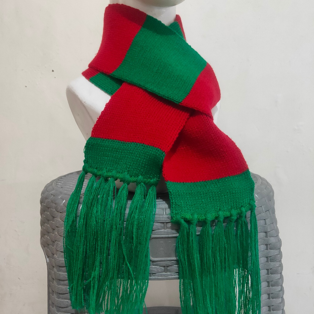 Jual Syal Natal Scarf syal rajut belang Merah Hijau Natal Christmas ...