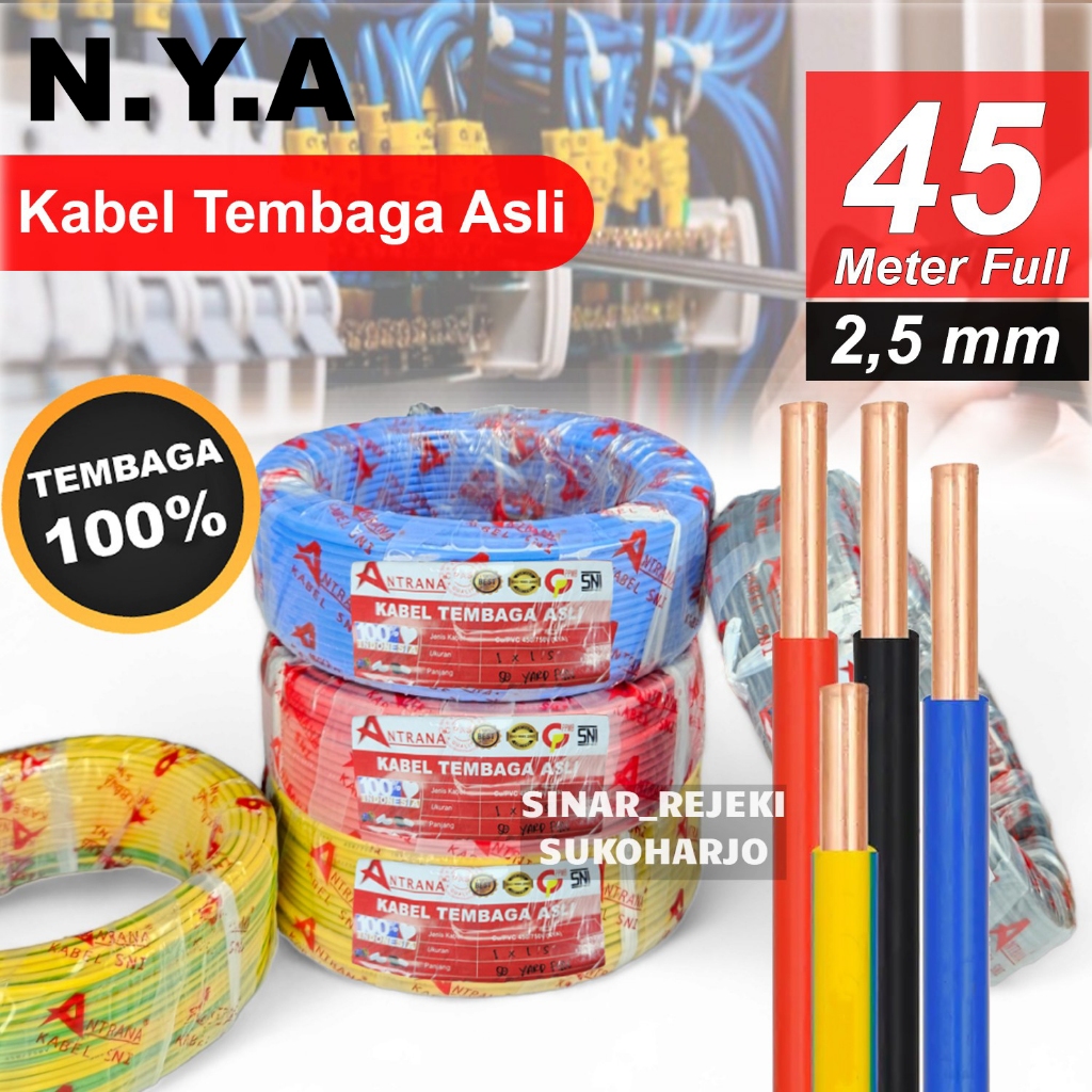 Jual Kabel Listrik NYA SNI 1x2,5 Kabel SNI Tembaga Murni 50 Yard Full | Shopee Indonesia