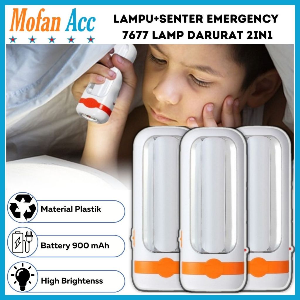 Jual Lampu + Senter Emergency 7677 2in1 / Lentera Penerang Jarak Jauh ...