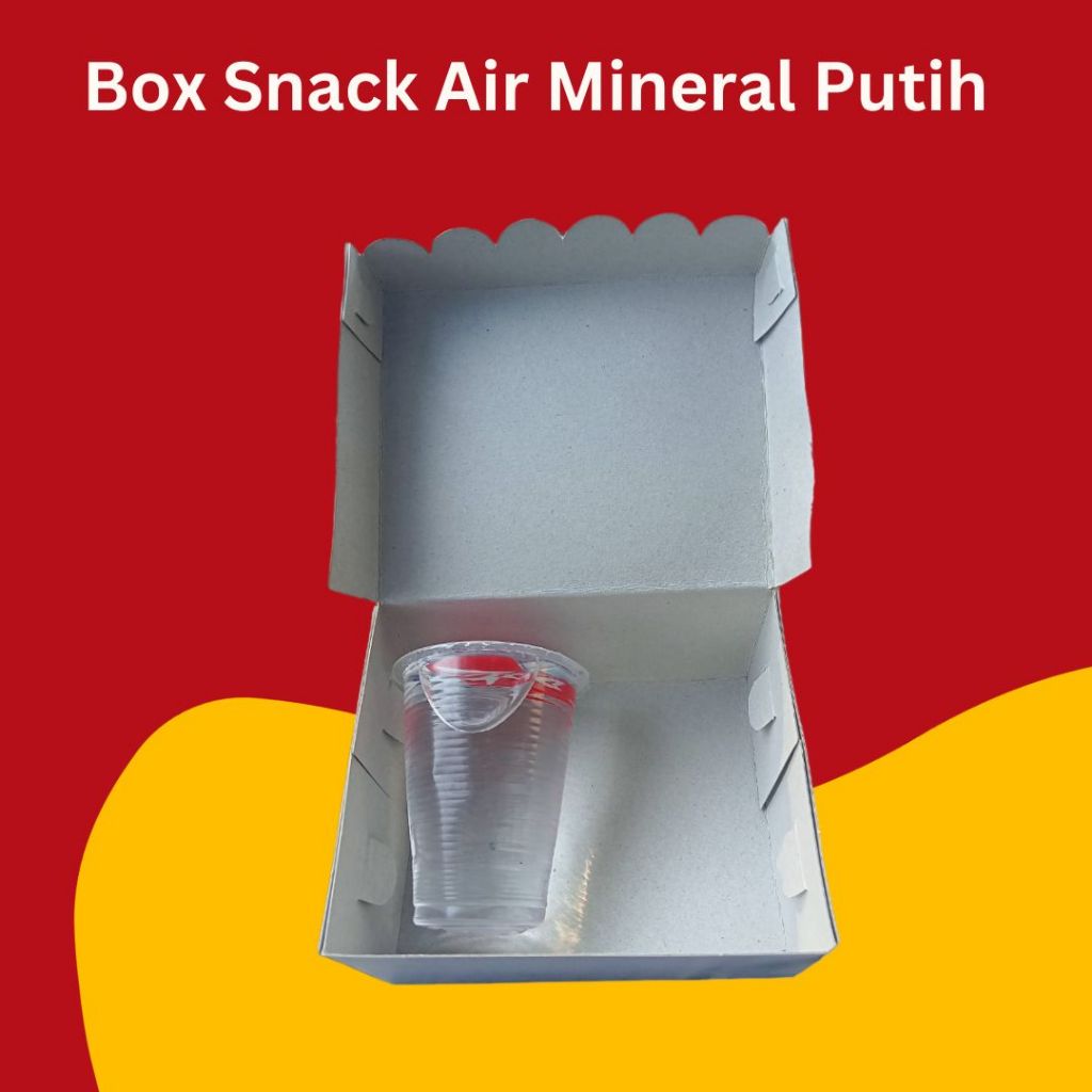 Jual kotak dus box snack aqua gelas bisa masuk bahan duplex marga putih ...