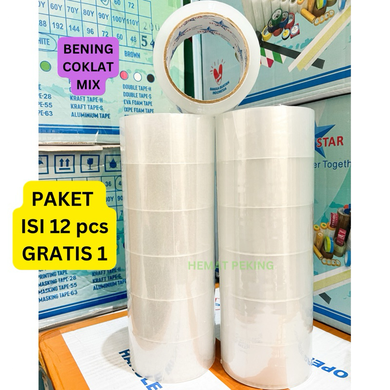 Jual Lakban Murah PAKET isi 12 pcs GRATIS 1 Packing 45 mm 90 y | Shopee ...