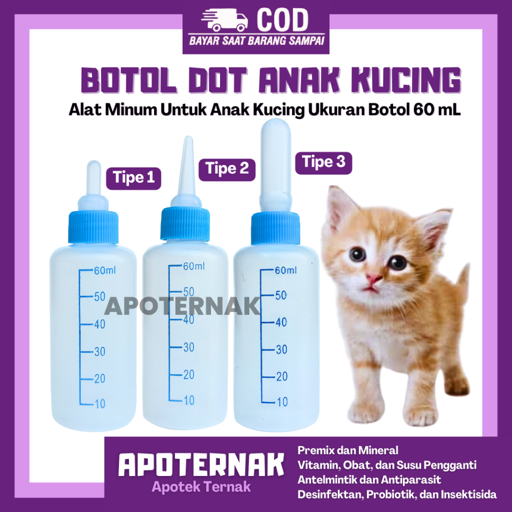 Jual BOTOL DOT KUCING 60 mL | Botol Dot Susu Anak Kucing Dengan 3 Tipe ...