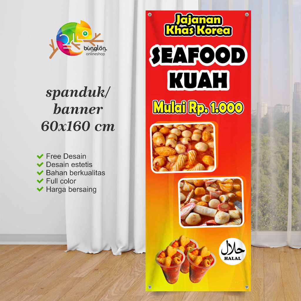 Jual Spanduk Banner 60x160 Seafood Kuah Custom Desain | Shopee Indonesia