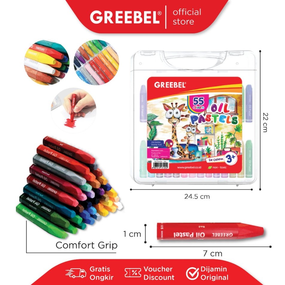 Jual Crayon Greebel 55 Warna / Oil Pastel Greebel 55 Warna | Shopee ...