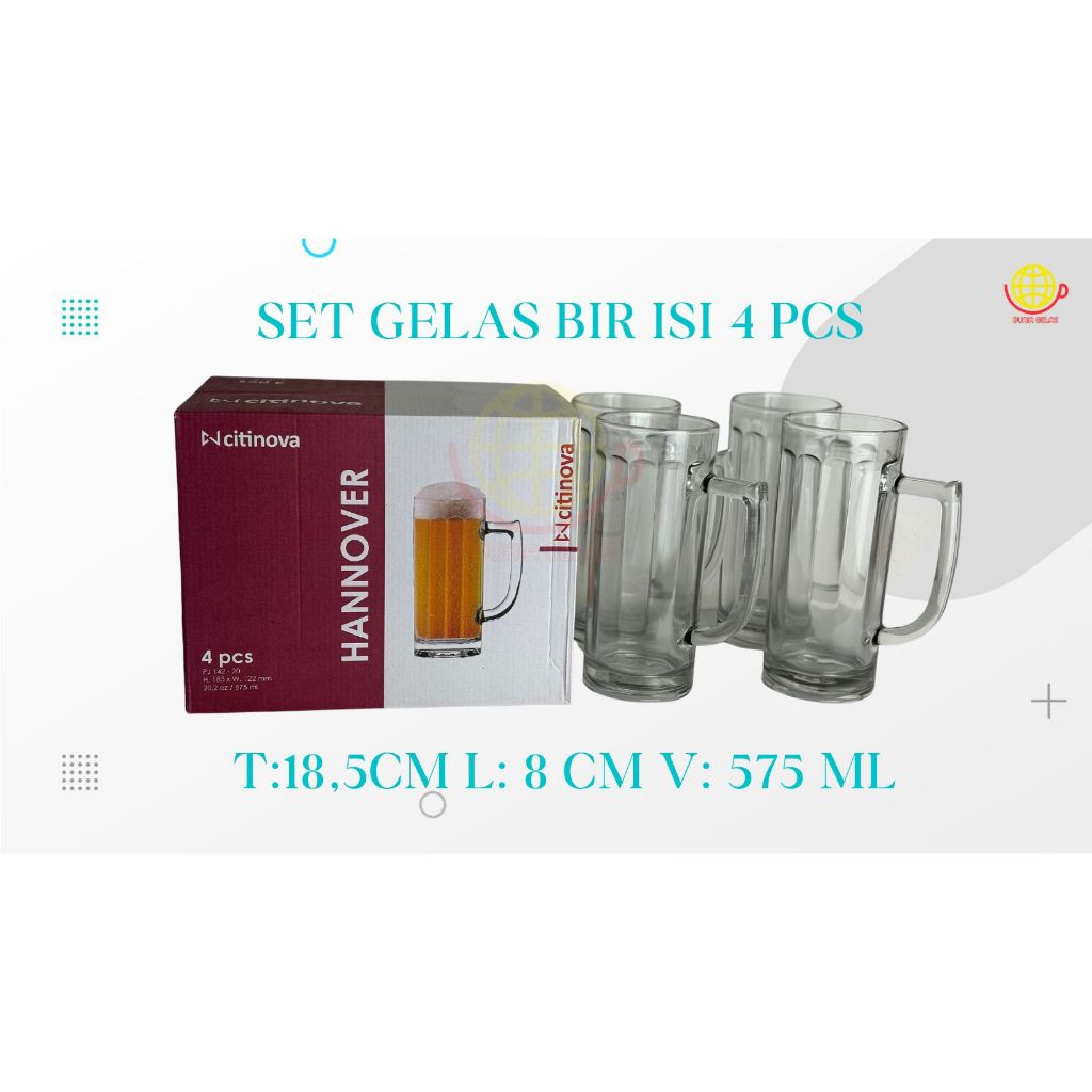 Jual Set Gelas Bir isi 4/Gelas Bir Hannover/Gelas Gagang Tinggi/Gelas ...