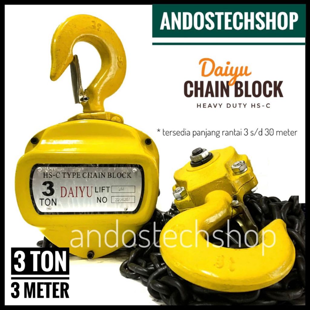 Jual Chain Block 3 Ton x 3 Meter / Takel 3T x 3M DAIYU / Katrol Derek ...