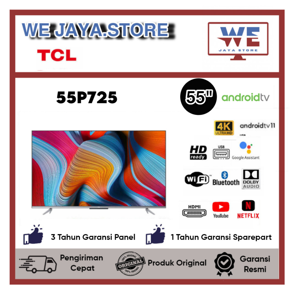 Jual TV LED TCL 55P725 LED TCL 55 Inch UHD 4K Android 11 TV | Shopee ...