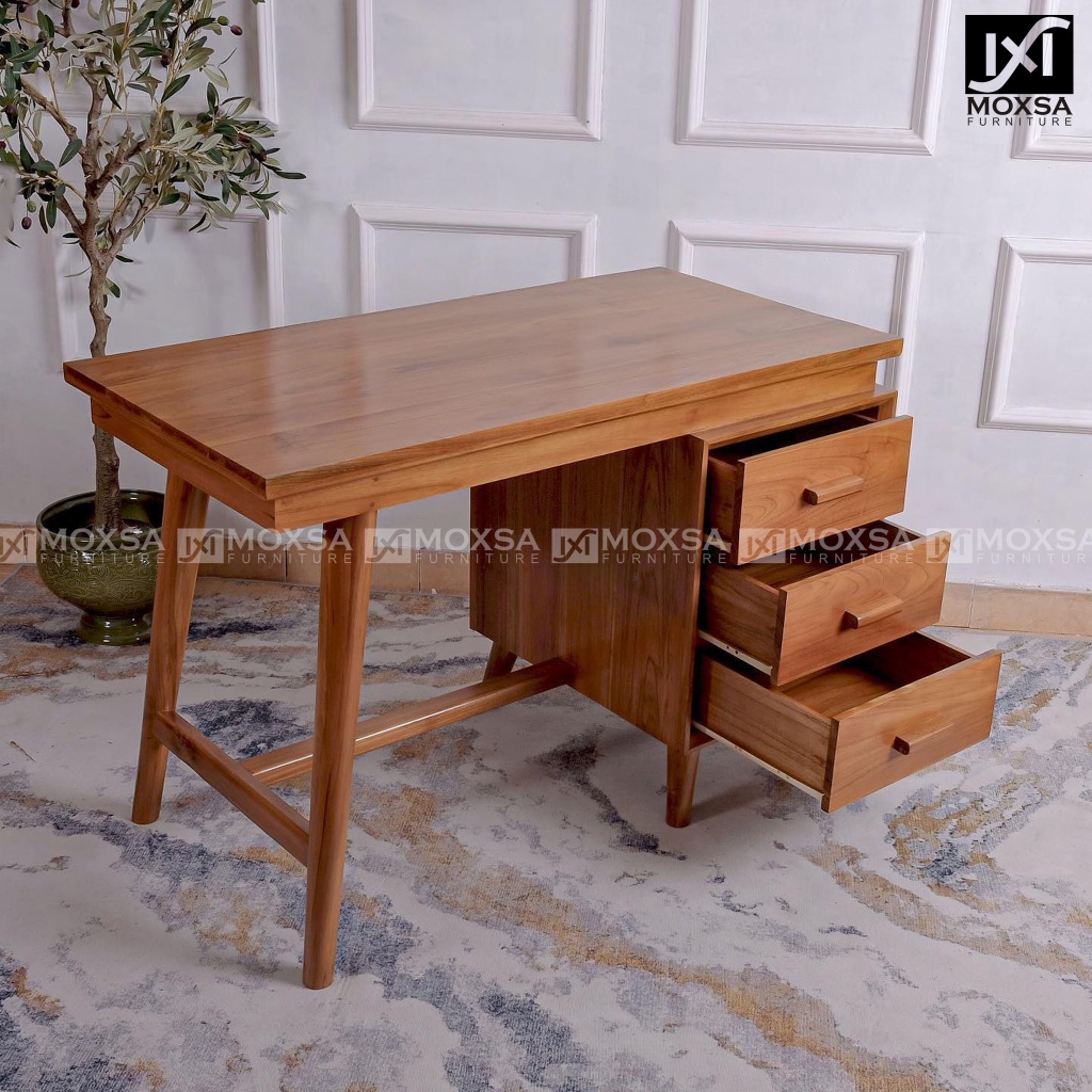 Jual Meja Kerja Laci Kayu Jati Minimalis | Shopee Indonesia