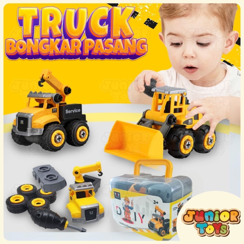 Jual Mainan Mobil Obeng Bongkar Pasang Mobilan Anak Truk Konstruksi DIY ...
