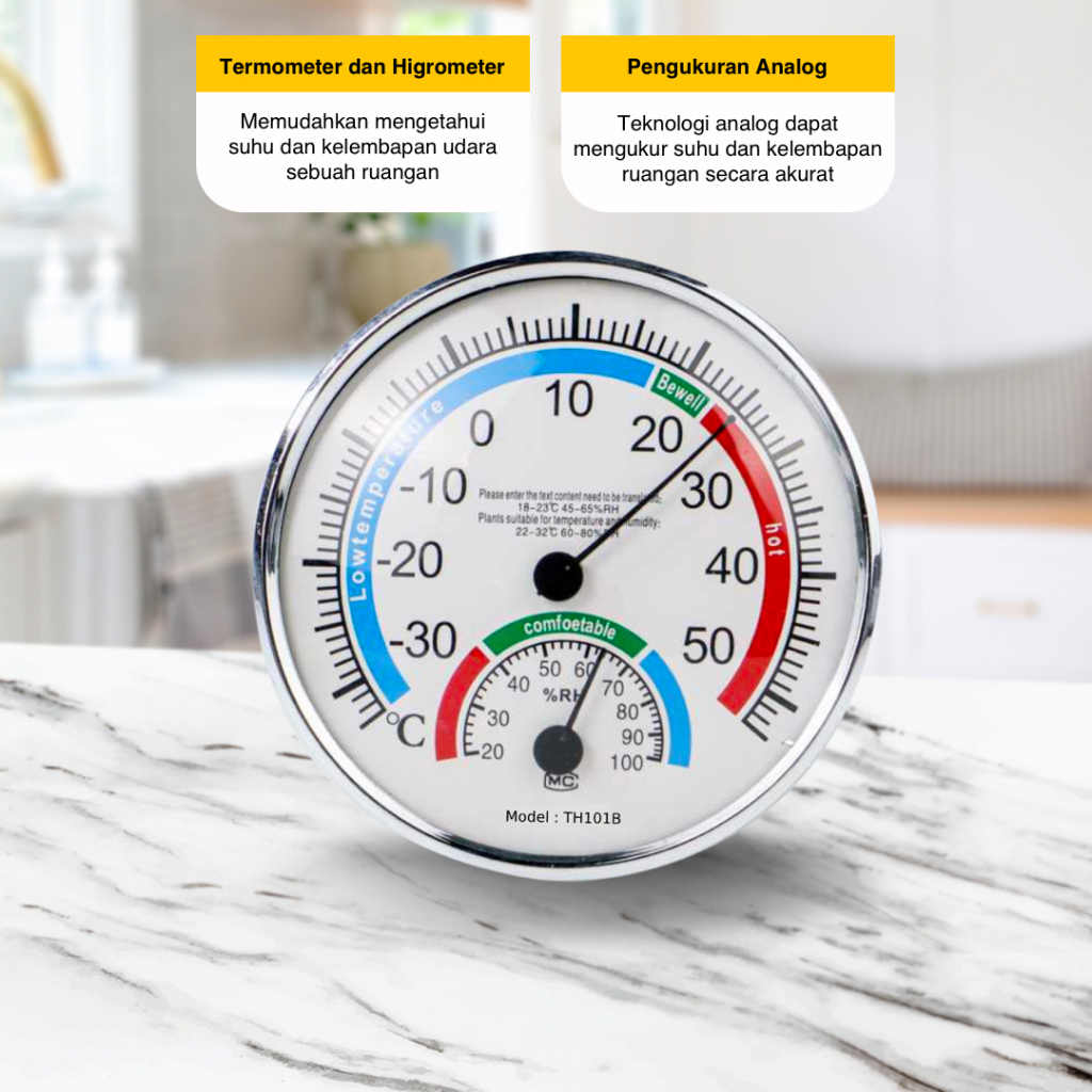 Jual Anymetre Thermometer Hygrometer Ruangan Analog Akurat Pengukur ...