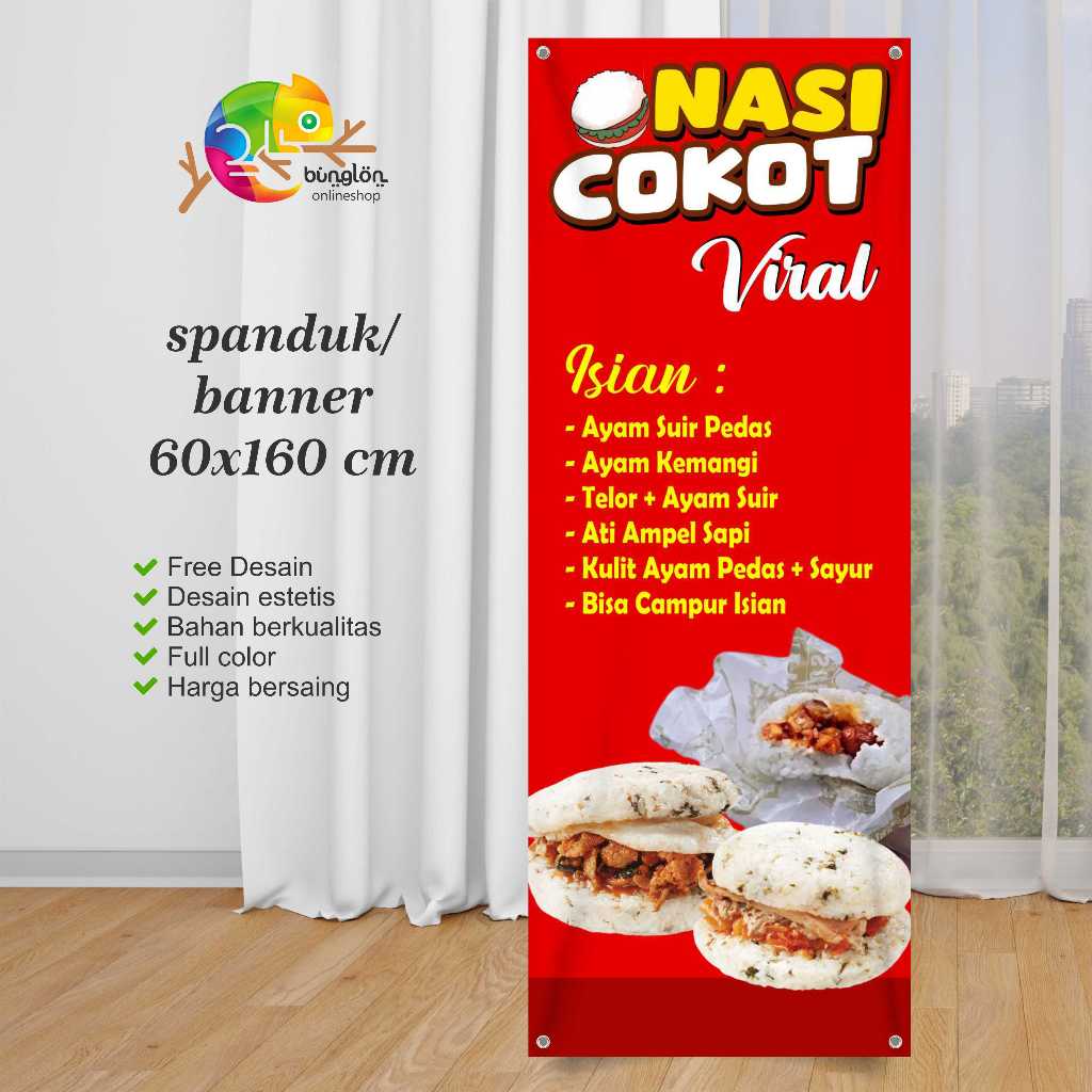 Jual Spanduk Banner 60x160 Nasi Cokot Viral Custom | Shopee Indonesia