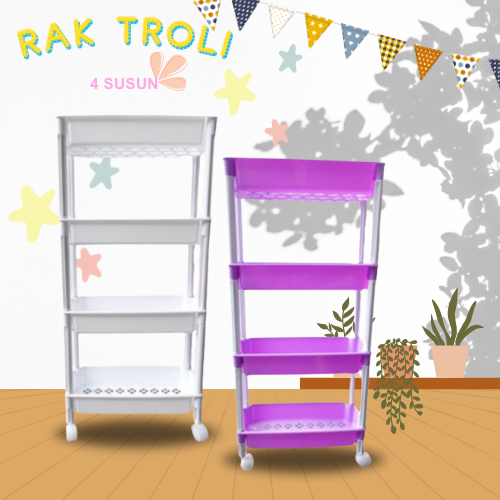 Jual Rak Troli 4 Susun Roda Multifungsi Penyimpanan Portable Trolley ...