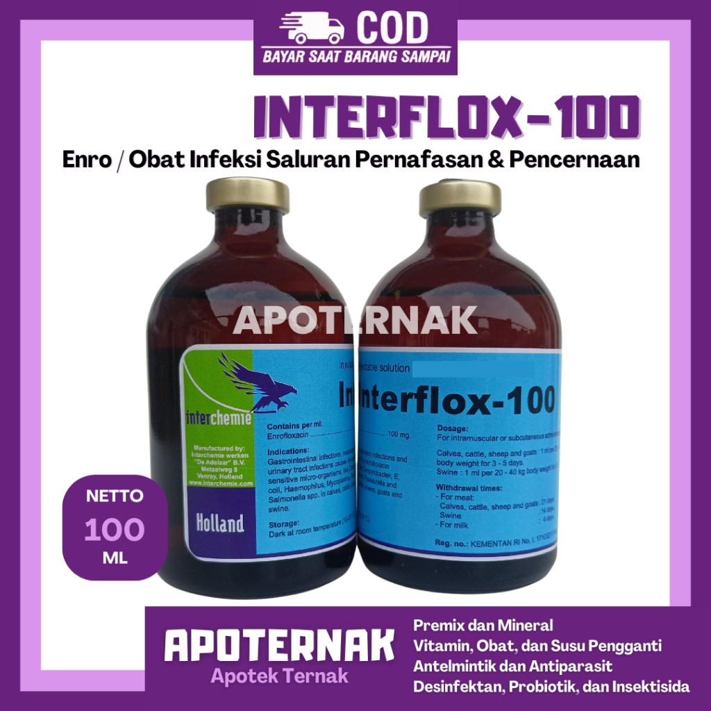 Jual INTERFLOX 100 100ml - Obat Antibiotik Pernafasan Pencernaan Hewan ...