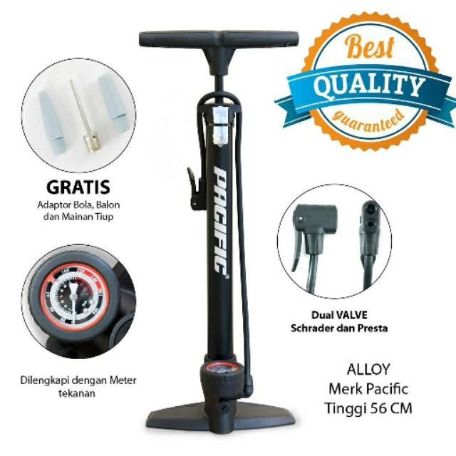 Jual PACIFIC POMPA TABUNG METERANALLUMUNIUM FLOOR PUMP UNTUK SEPEDA / SEPEDA MOTOR | Shopee ...