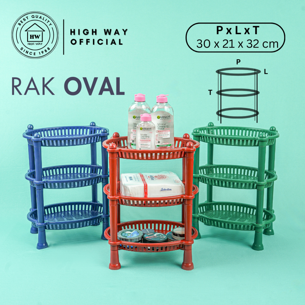 Jual HIGH WAY - Rak Oval Susun 3 Plastik Tempat Penyimpanan Serbaguna ...