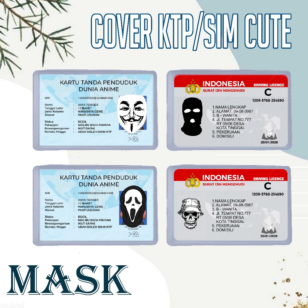 Jual Cover Pelindung Kartu Identitas KTP SIM Karakter Mask Anonym ...