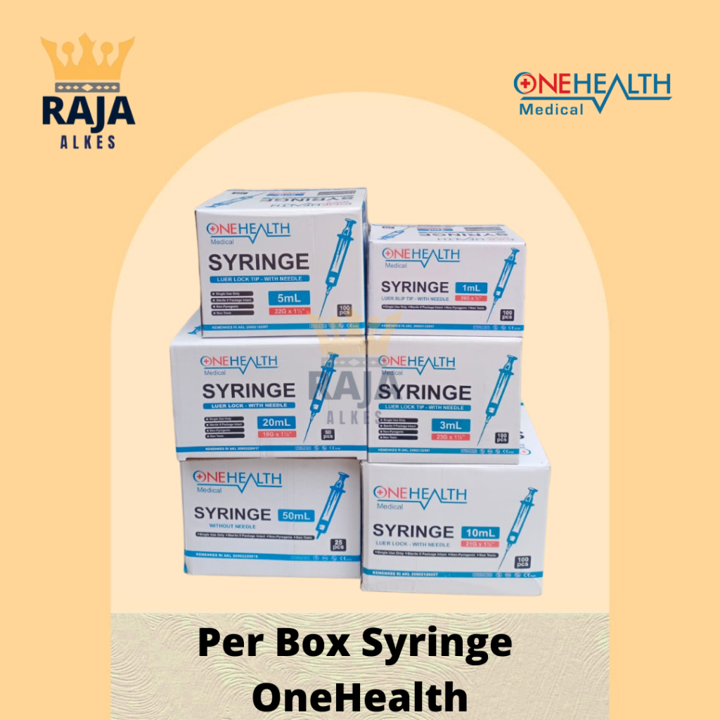 Jual Per Box ONEHEALTH 1ml 3ml 5ml 10ml 20ml 50ml Disposable Syringe 1 ...