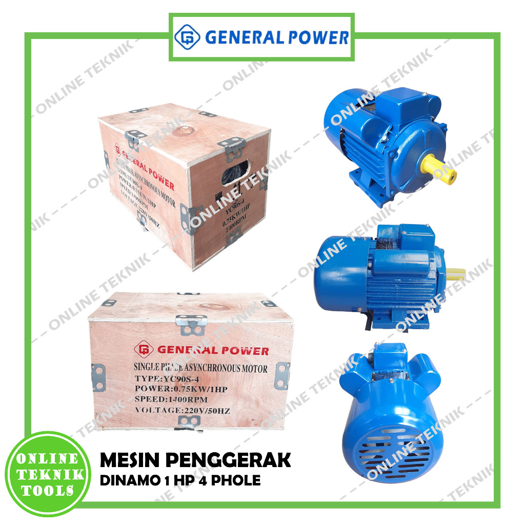 Jual GENERAL POWER Dinamo Elektro 1HP 4 Phole - Dinamo Listrik 1 Phase ...